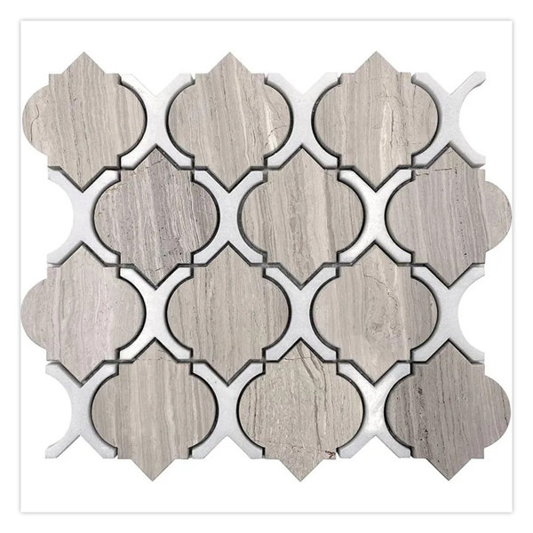 Apollo Tile Elysian 10 X 11 In. Polished Soft White, Wooden Brown Marble Mosaic Arabesque Wall ...